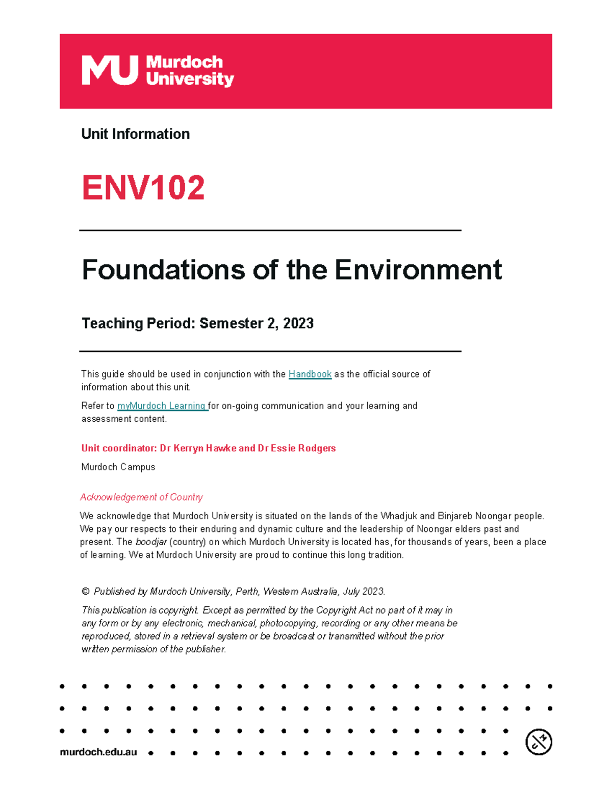 ENV102-2023S2 Unit Information Guide - Unit Information ENV Foundations ...