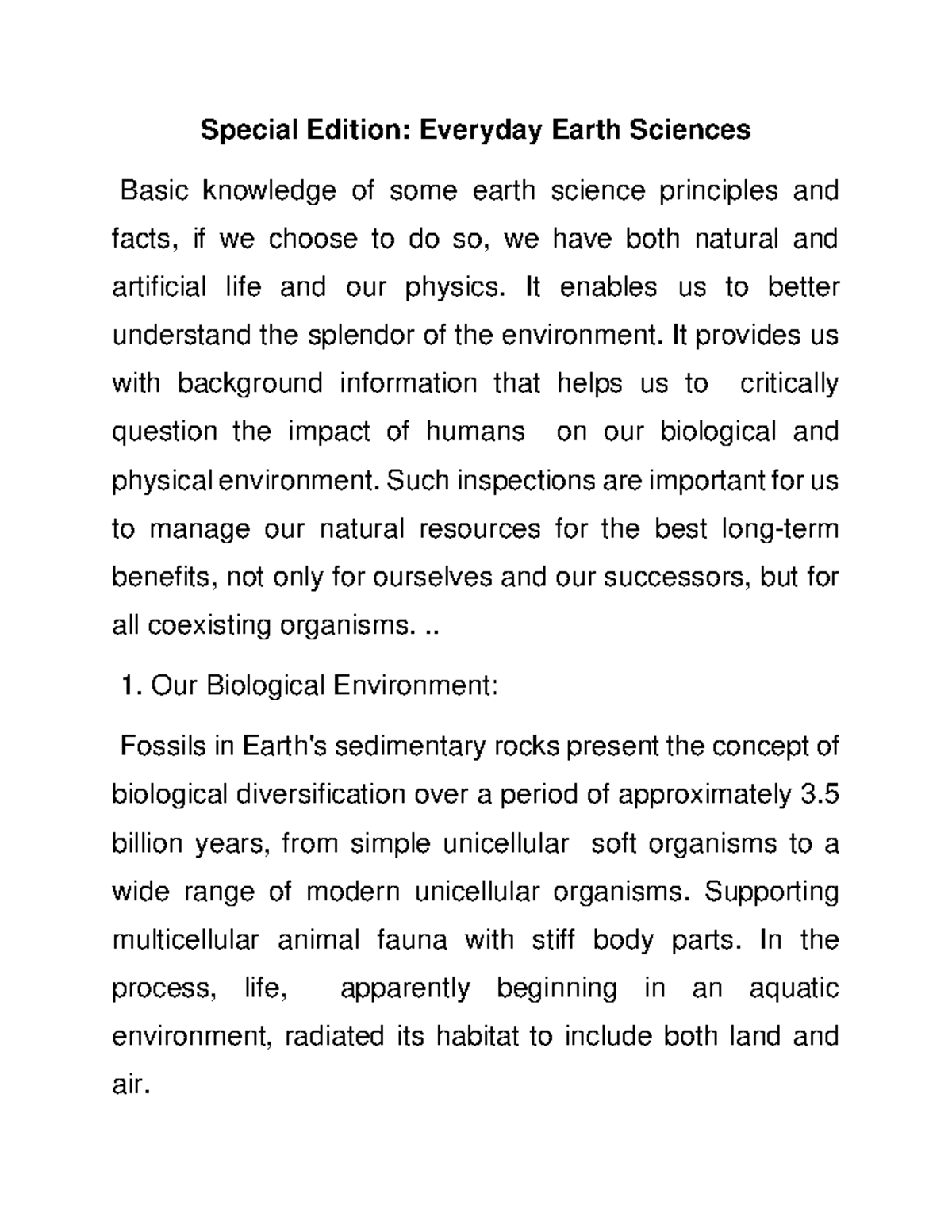 Everyday Earth Sciences - Special Edition: Everyday Earth Sciences ...