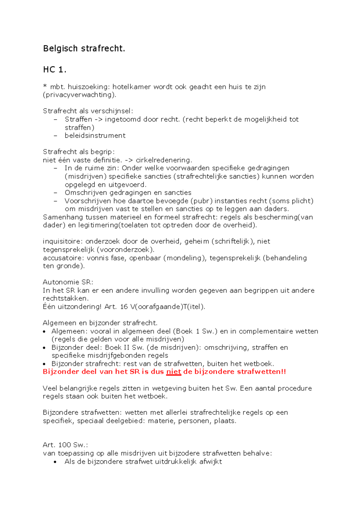 College Aantekeningen Strafrecht En Strafprocesrecht Hoorcollege 1 4