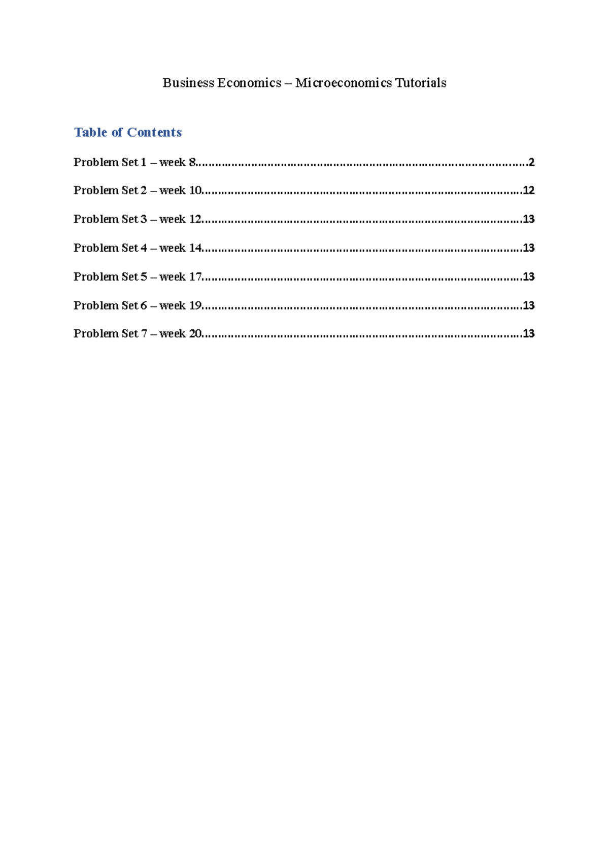 Microeconomics-Tutorials - Business Economics – Microeconomics ...
