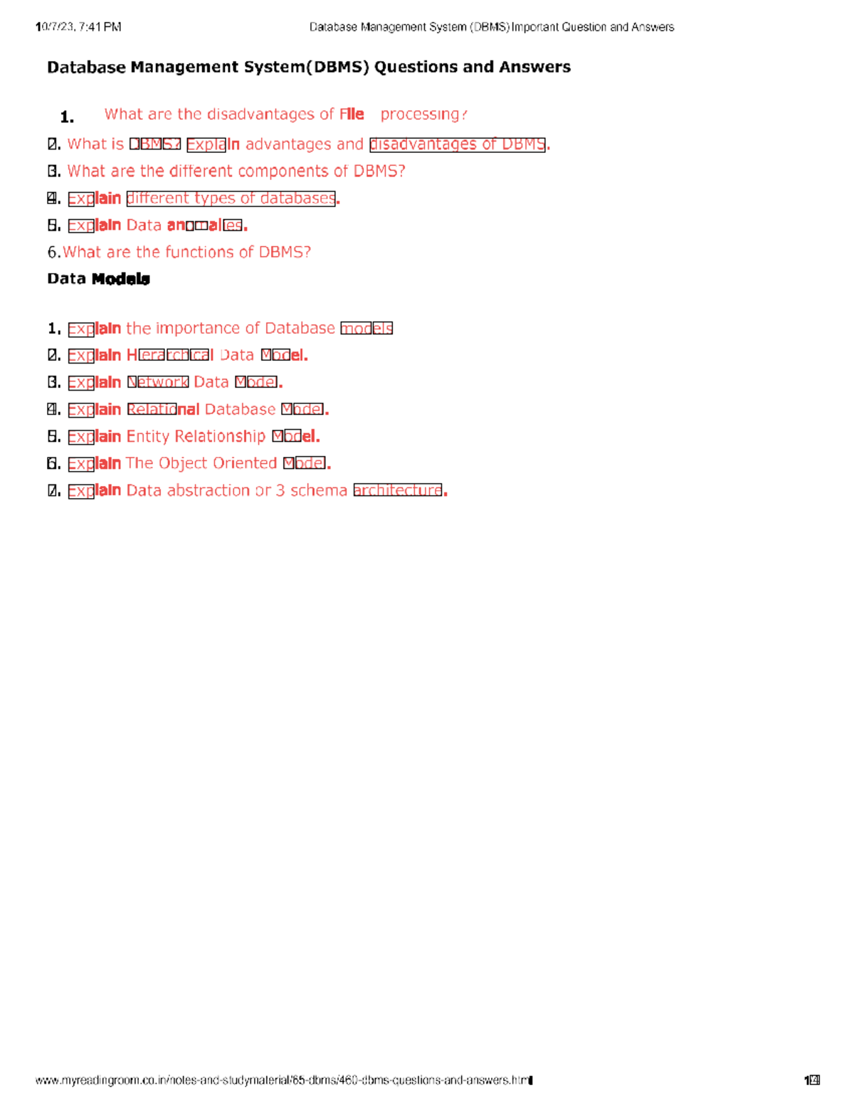 DBMS Questions - Databases 2 - Studocu