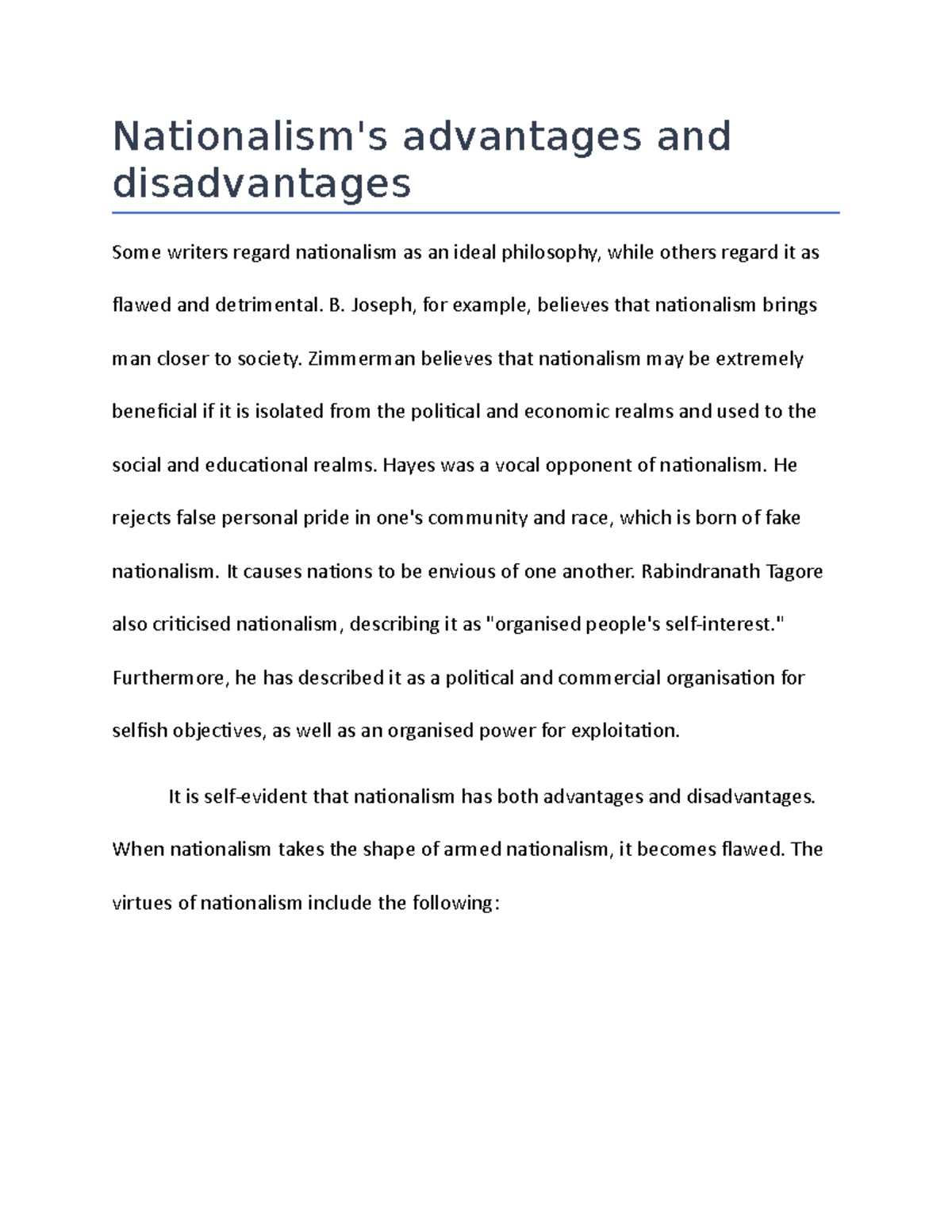 A Brife Note On Nationalism's advantages and disadvantages ...