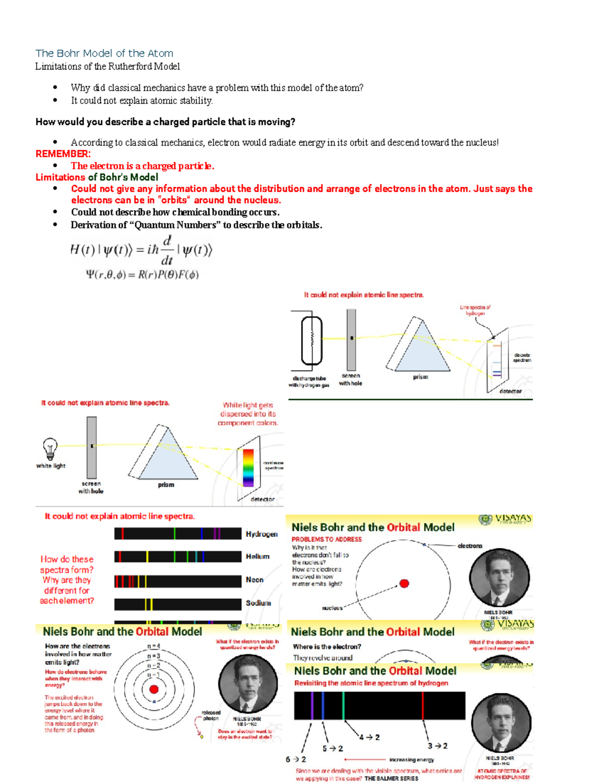 The Bohr Model of the Atom - The Bohr Model of the Atom Limitations of ...