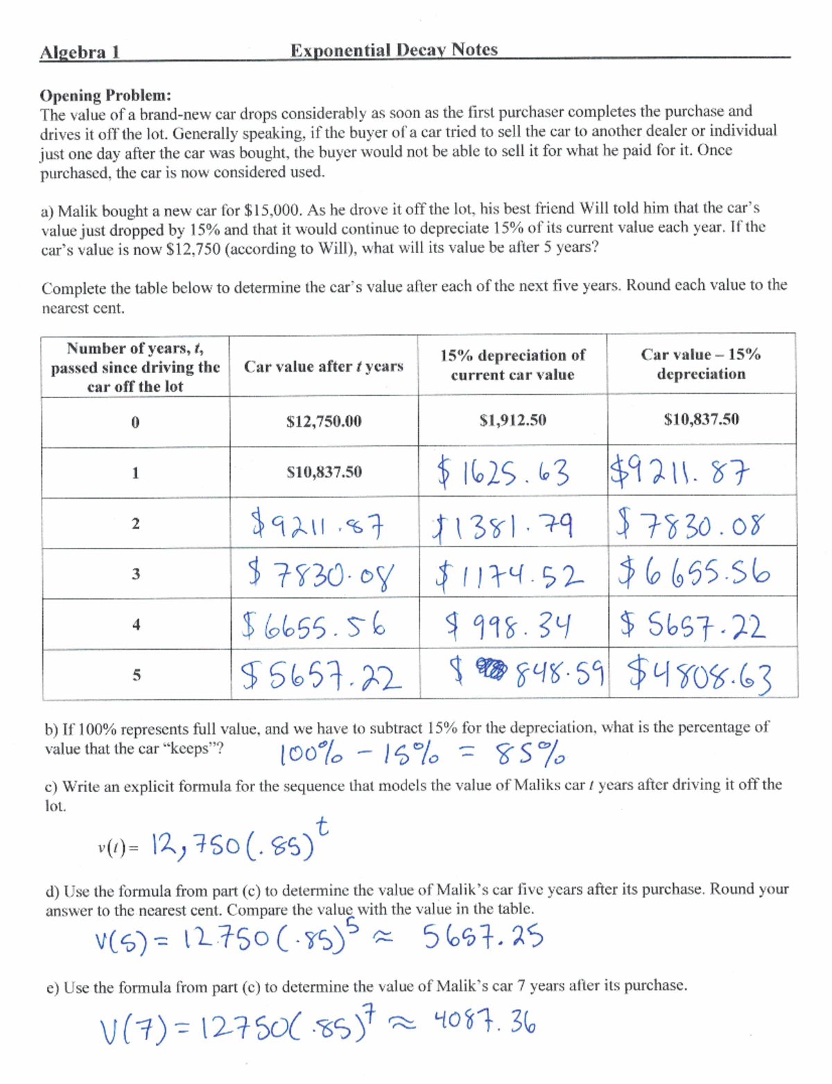 01-30-17. Exponential Decay Notes Completed - Studocu