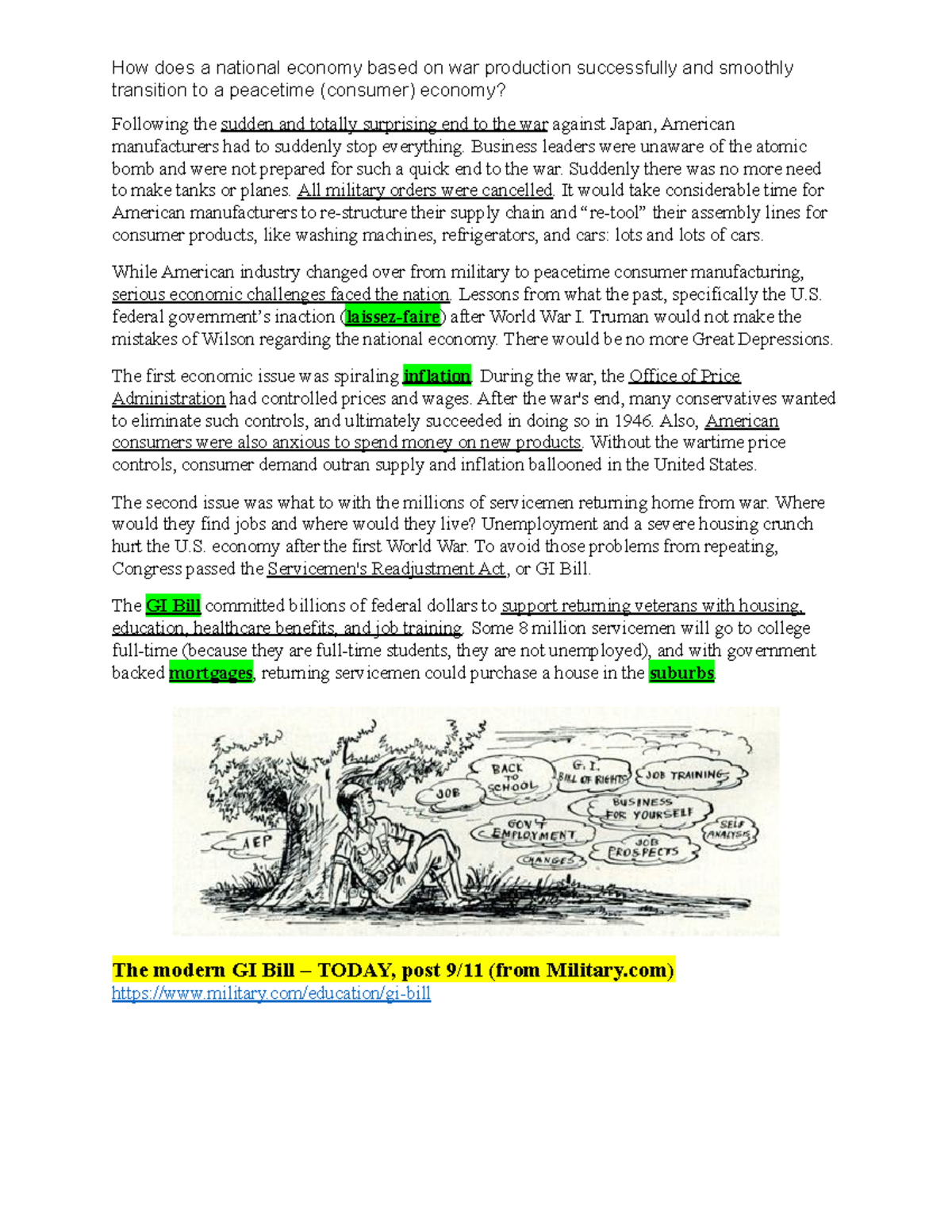 L36 A4 Economic Challenges at Home with GI Bill - How does a national ...