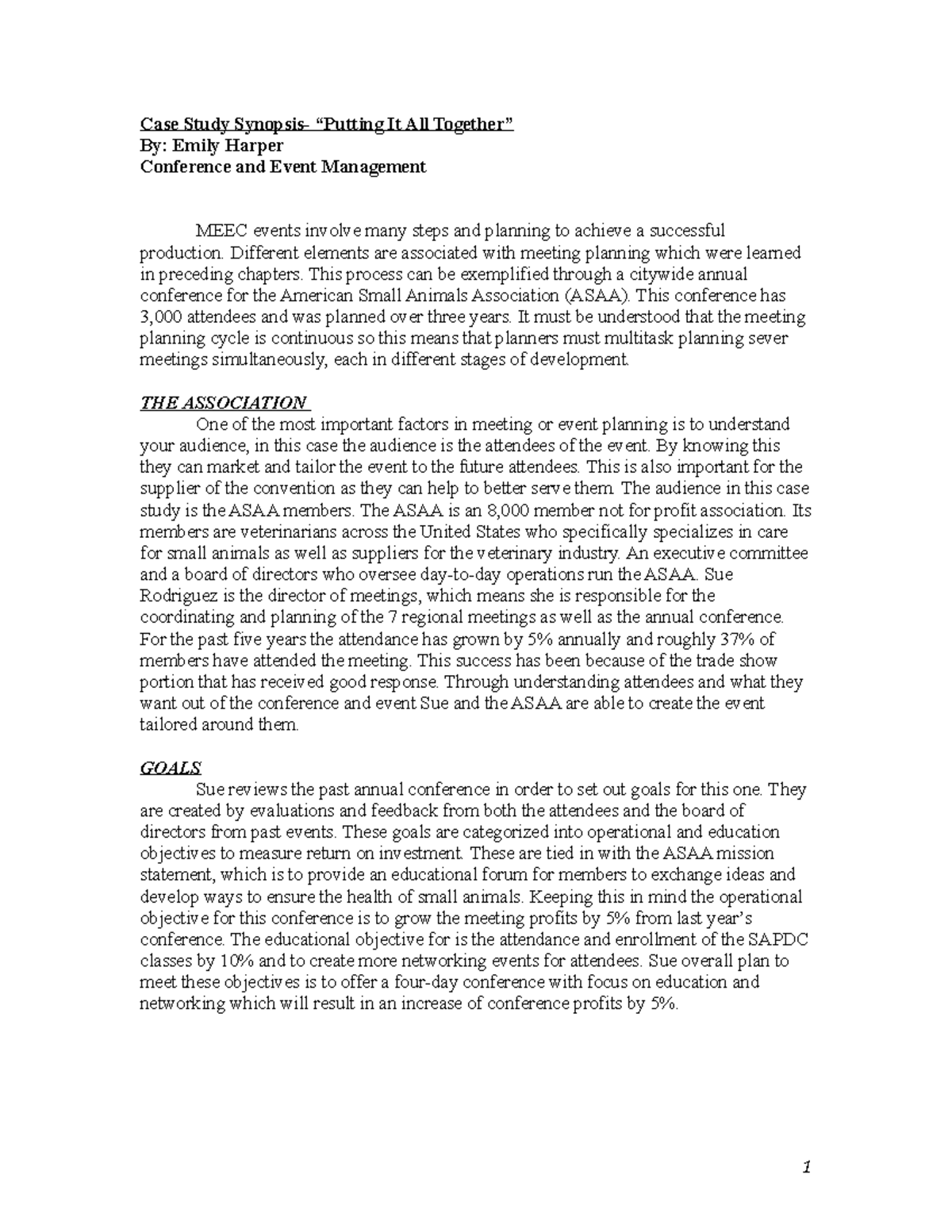Case Study Synopsis -Emily Harper - Case Study It All : Emily Harper ...
