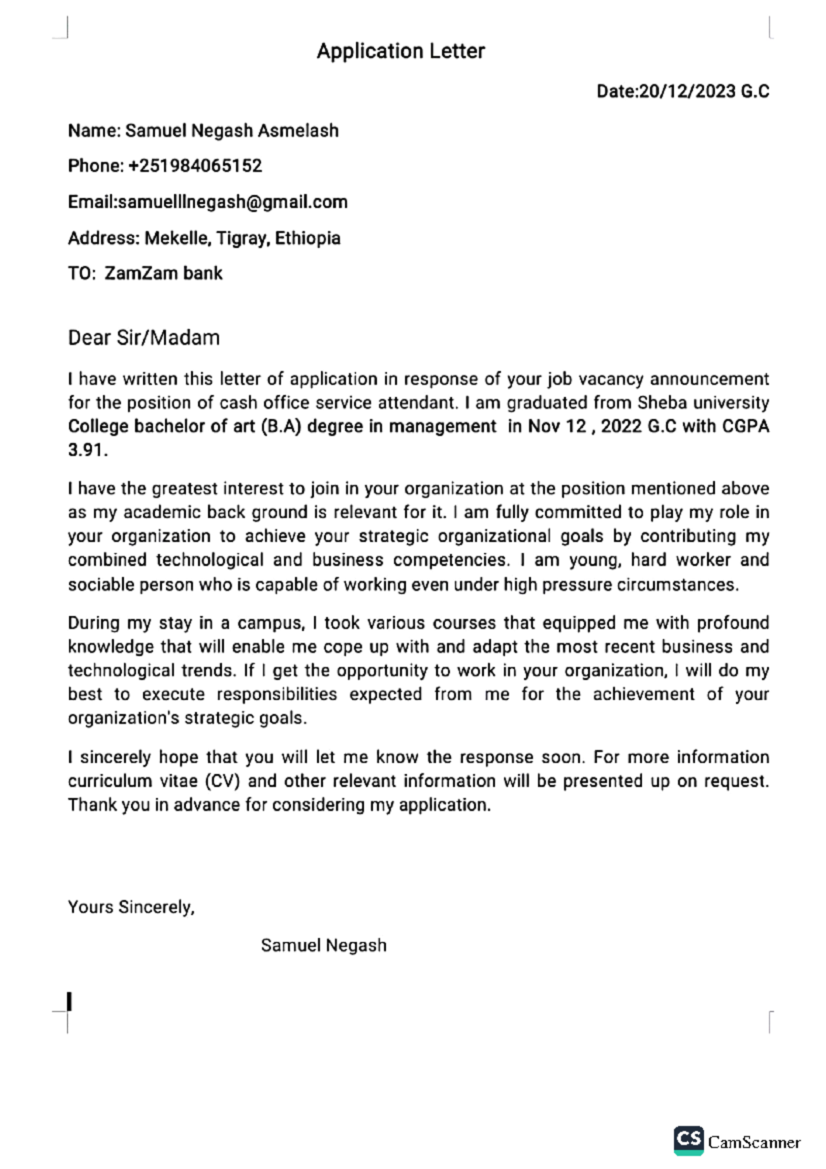 Samuel Negash managnent - Project management - Studocu