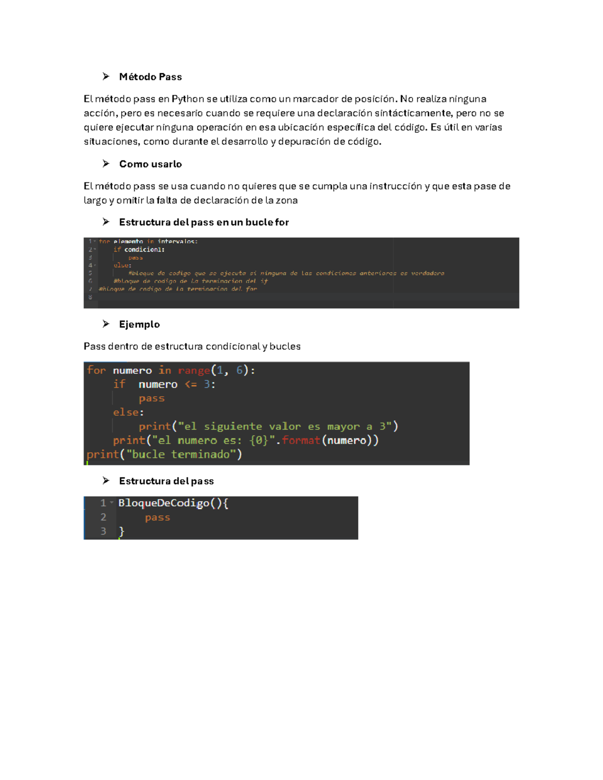 Método Pass - apunte - Método Pass El método pass en Python se utiliza ...