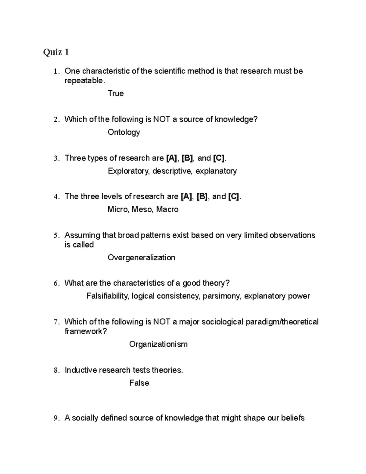 Soc 334-Quiz 1 - This is the first quiz of the semester. There are only ...