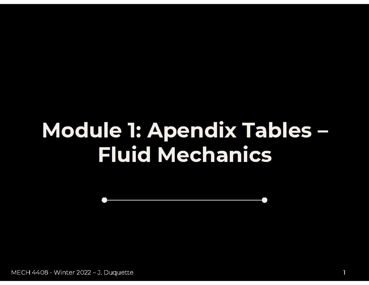 Module 1 Appendix Tables Fluid mechanics - Module 1: Apendix Tables ...