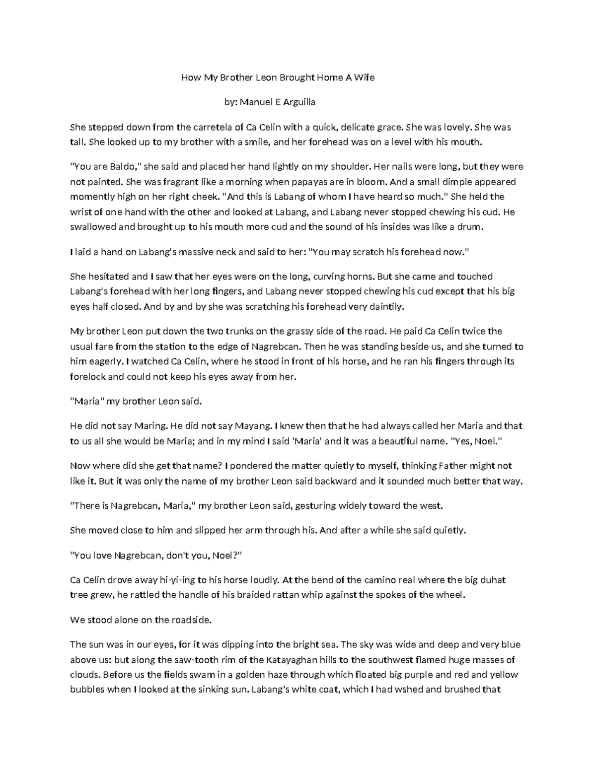 How My Brother Leon Brought Wife - She was lovely. She was tall. She ...