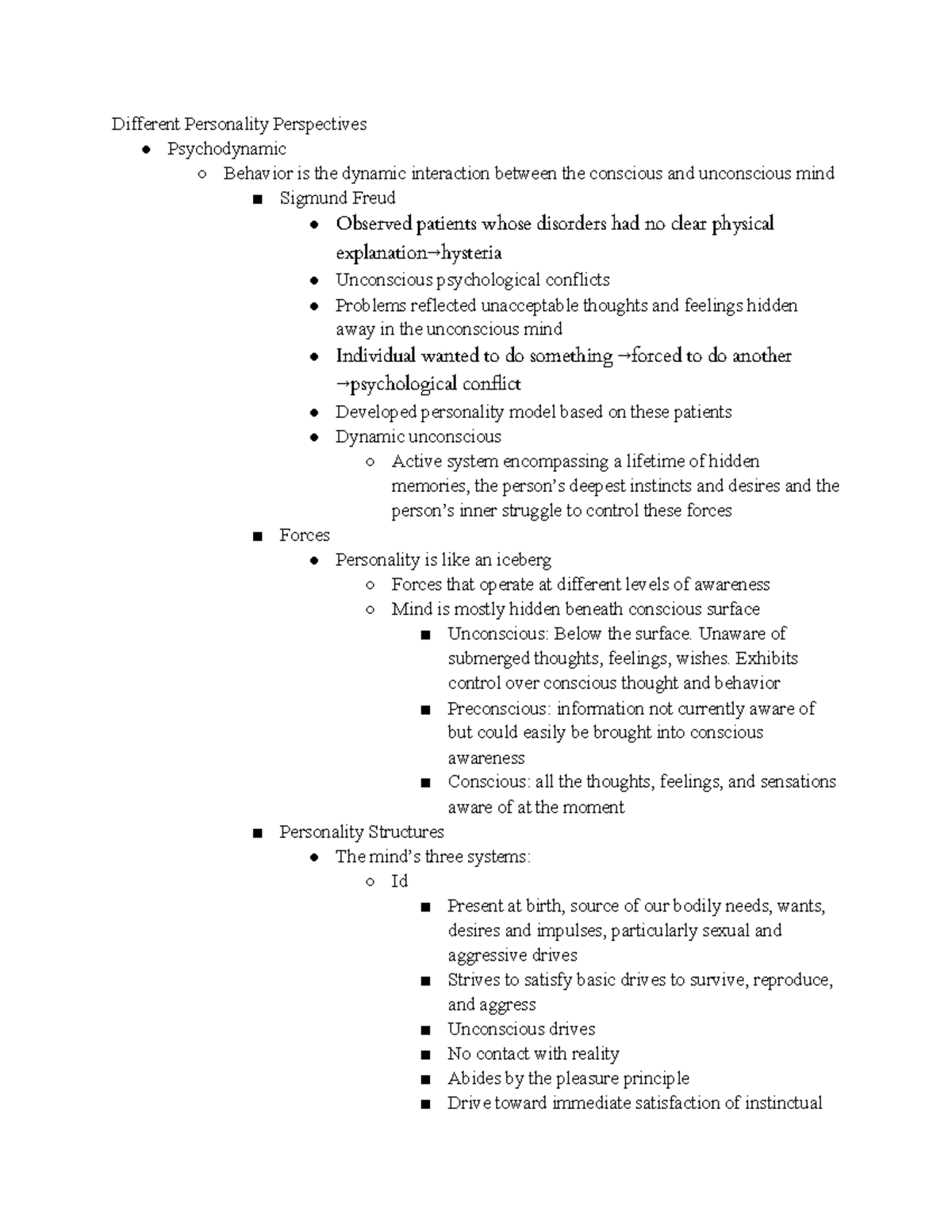 Psych Lecture 18 - Danielle Sussan - Different Personality Perspectives ...