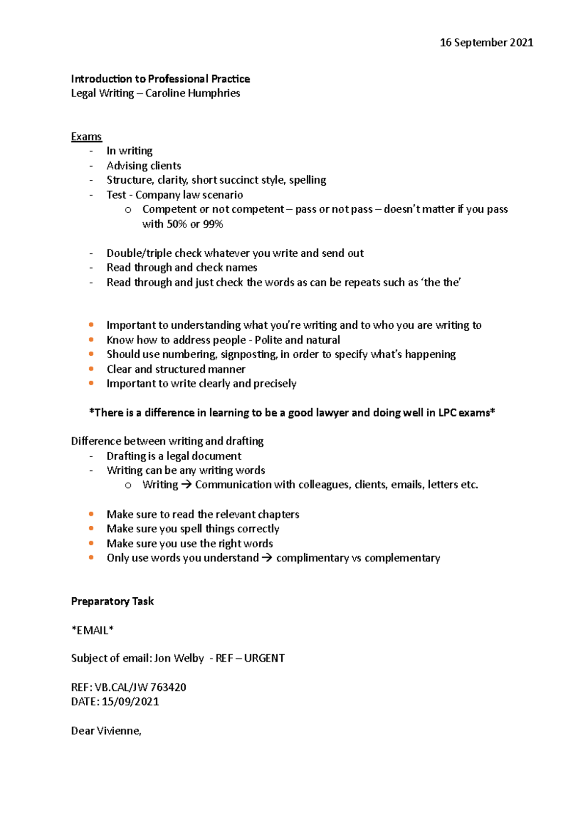 Writing - Introduction to Professional Practice - Introduction to ...