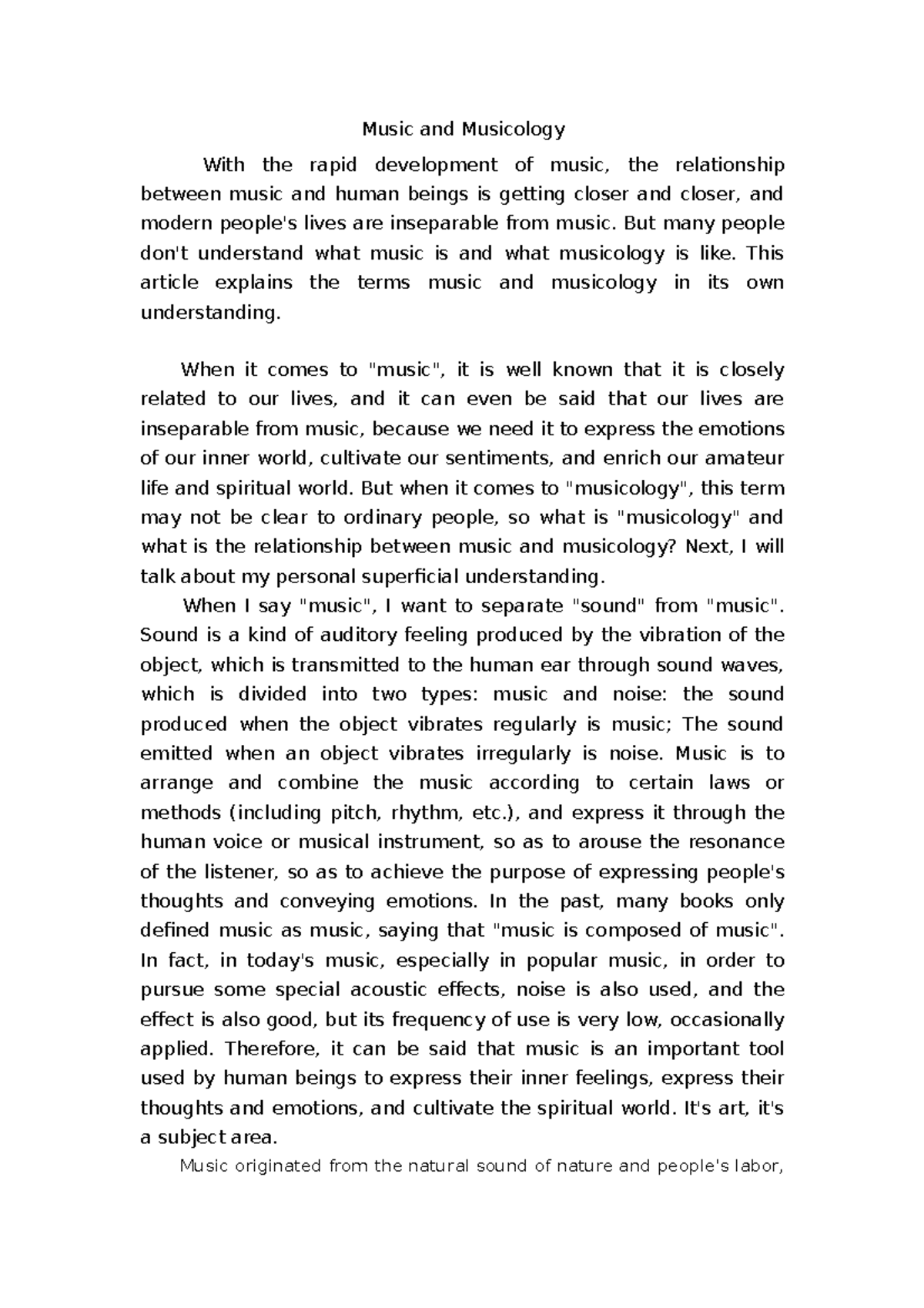 MUS 131-Music and Musicology - Music and Musicology With the rapid ...