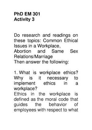 Activity-2-Ph D301 - Assignment 2 - PhD EM 301 Activity 2 Complete the ...