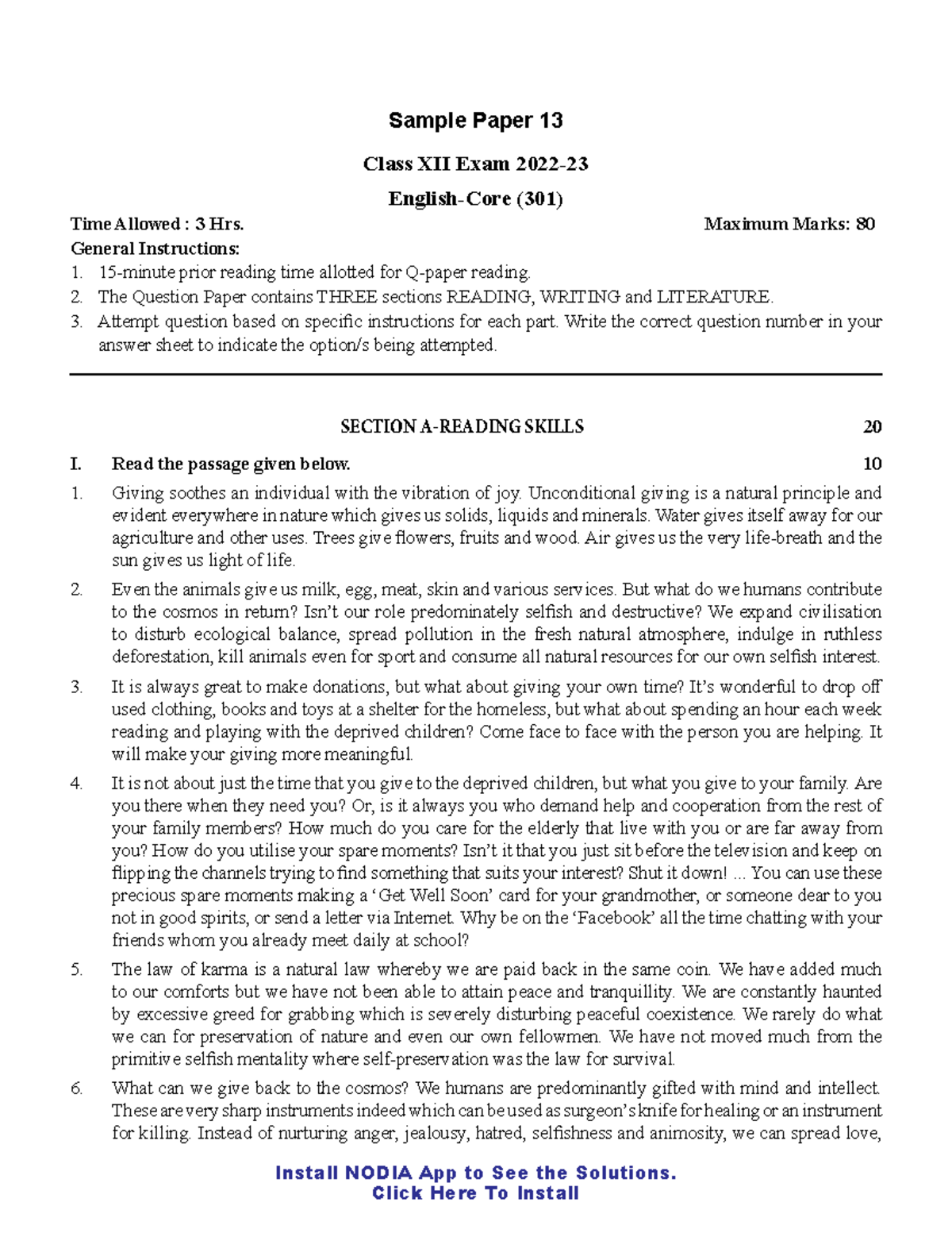 Cbleenpu 13 - wewewe - Class XII English-Core Sample Paper 13 Page 1 ...