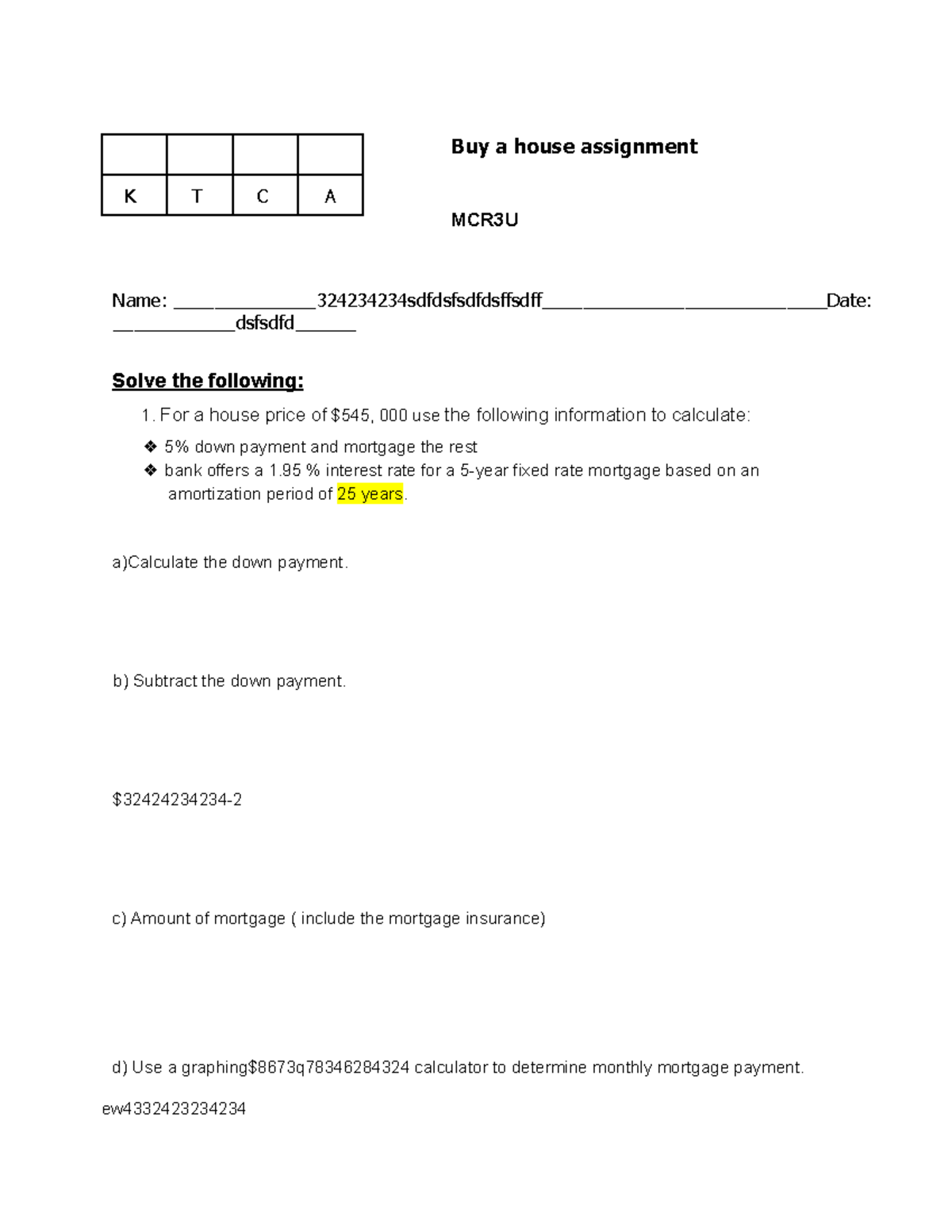 Buy a house assignment - sadasdasda dsad sadsa - K T C A Buy a house ...