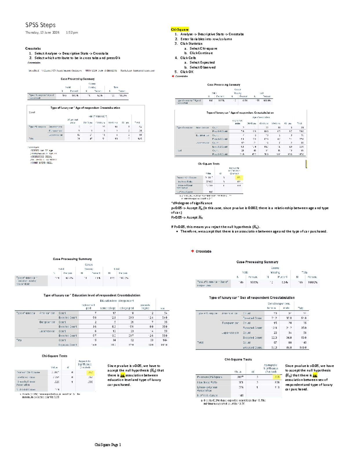 Chi-Square SPSS Step - SPSS Step - Crosstabs 1. Select Analyse ...