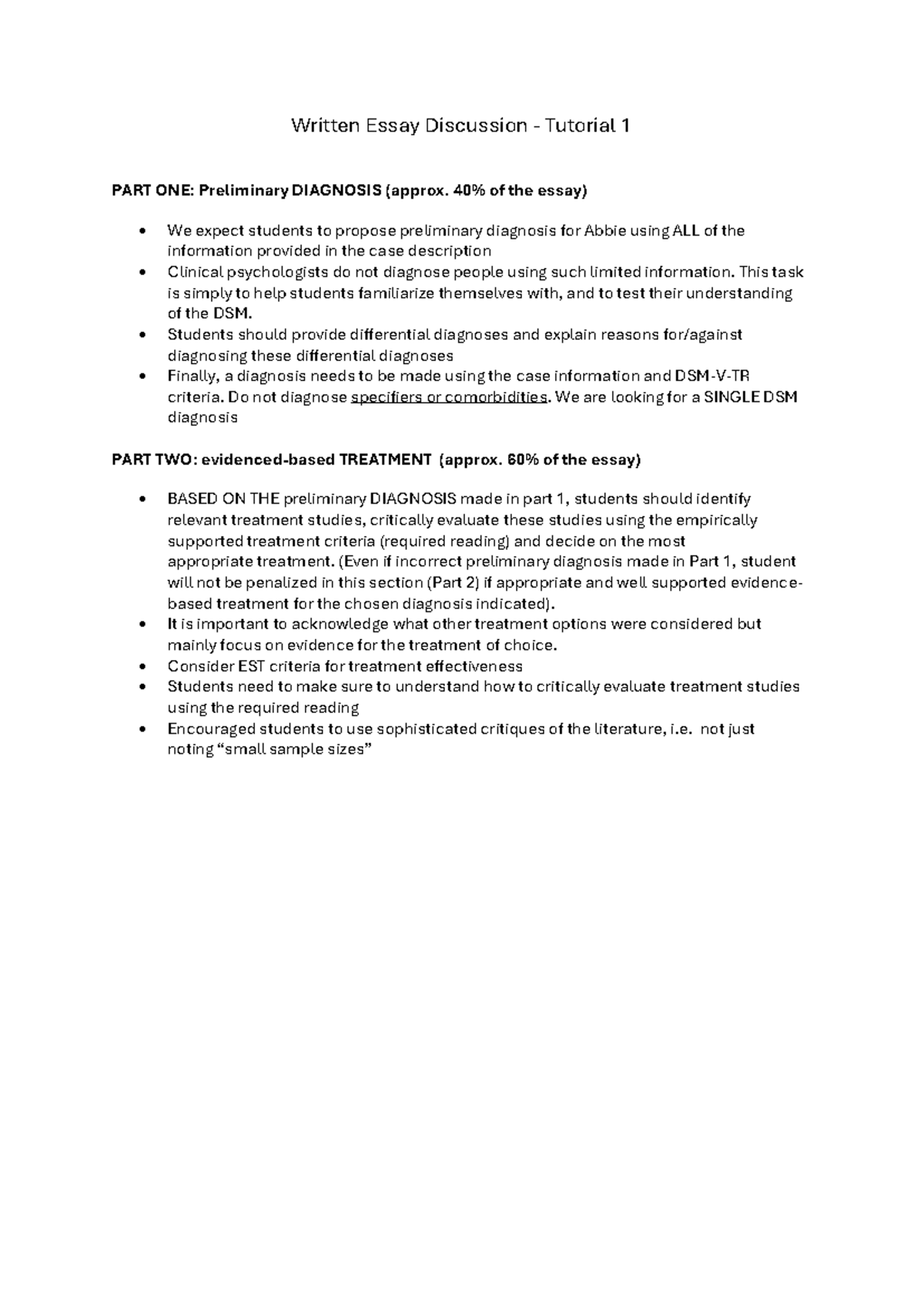 Written Essay Tutorial Discussion - Written Essay Discussion - Tutorial ...