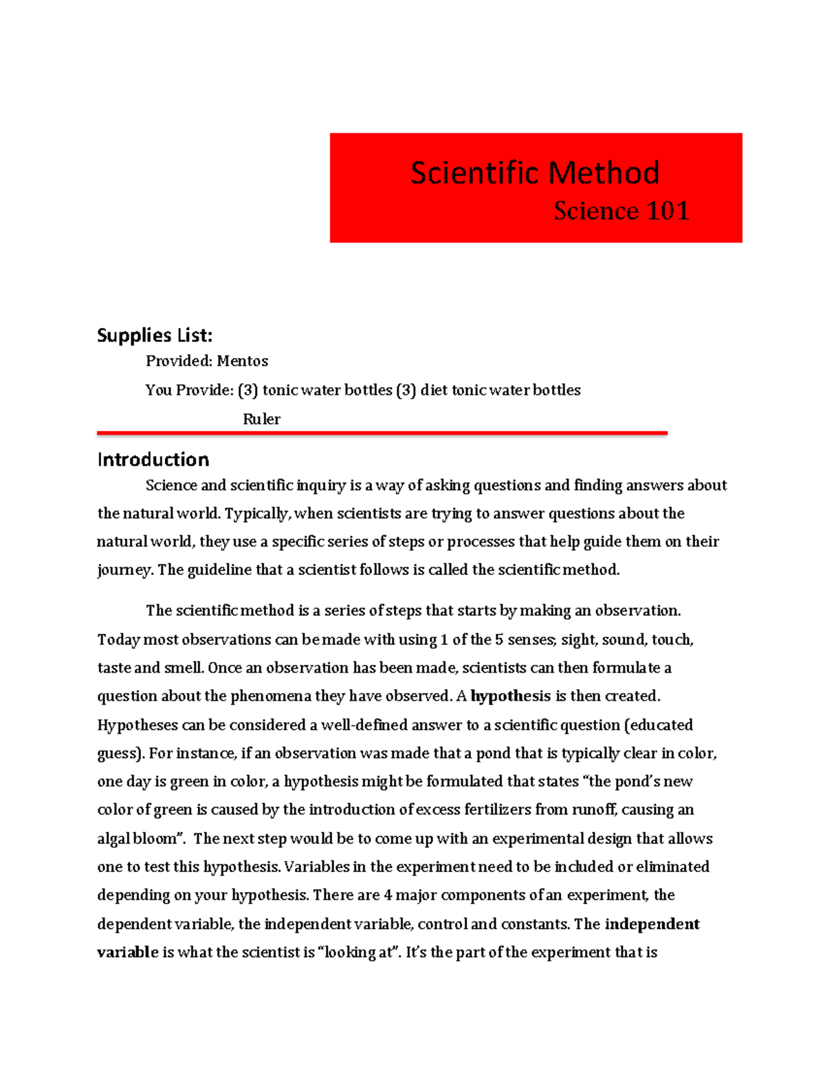 Lab - Lab - SCIE 101 - Studocu