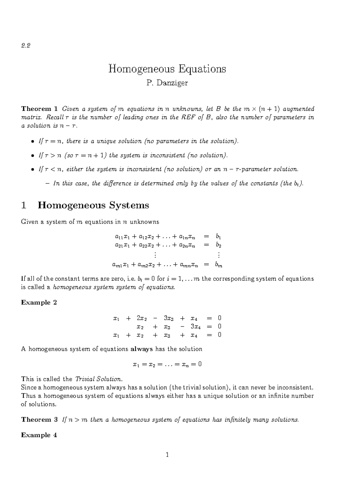 Homogeneous - Lecture notes used in classes during the winter 2022 term ...