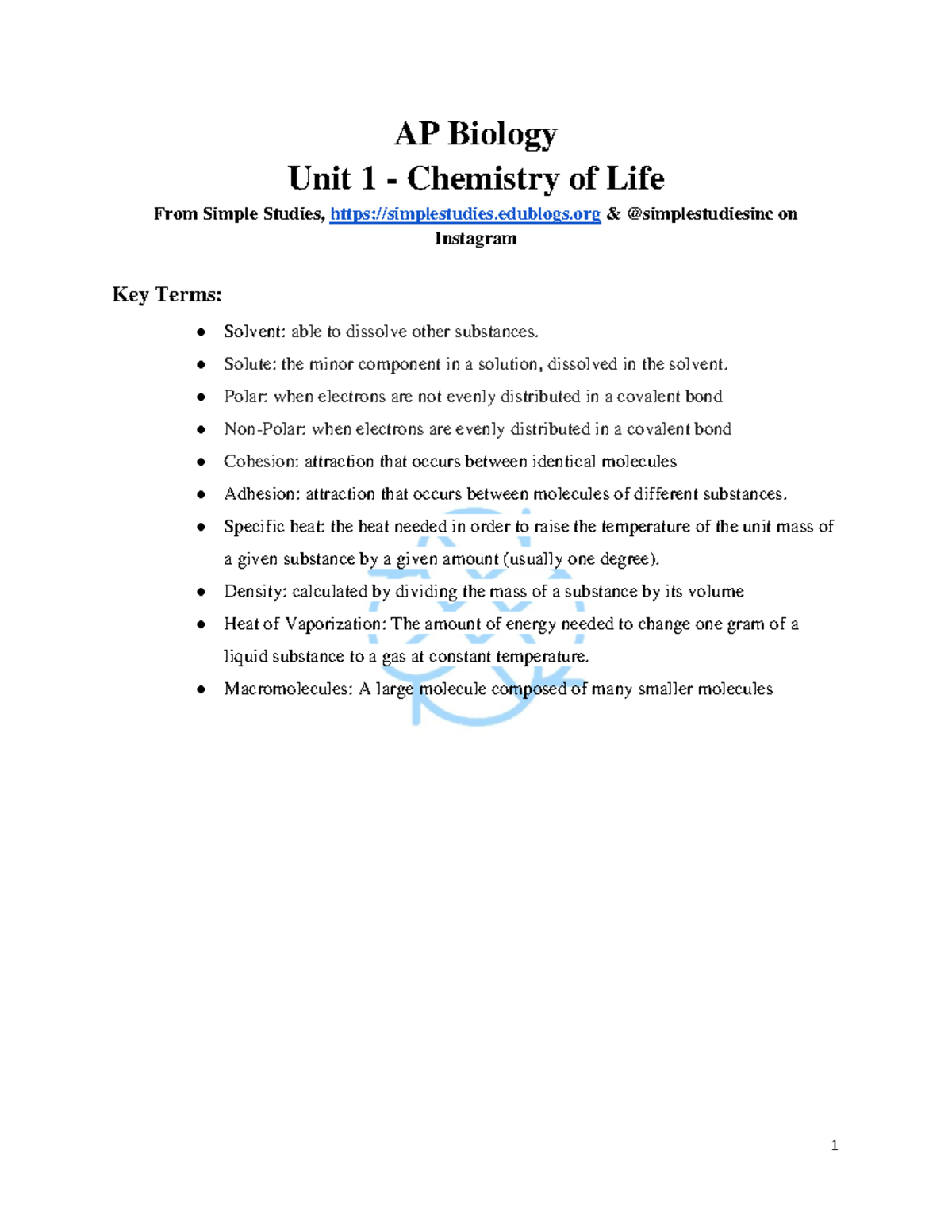 AP Biology Unit 1 - This is the AP bio unit 1 review - AP Biology Unit ...