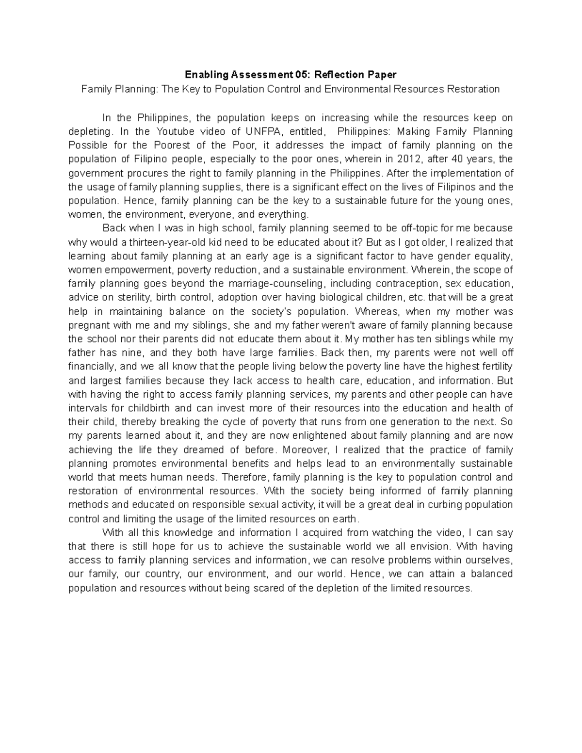 Reflective Paper - Grade: 95% - Enabling Assessment 05: Reflection ...