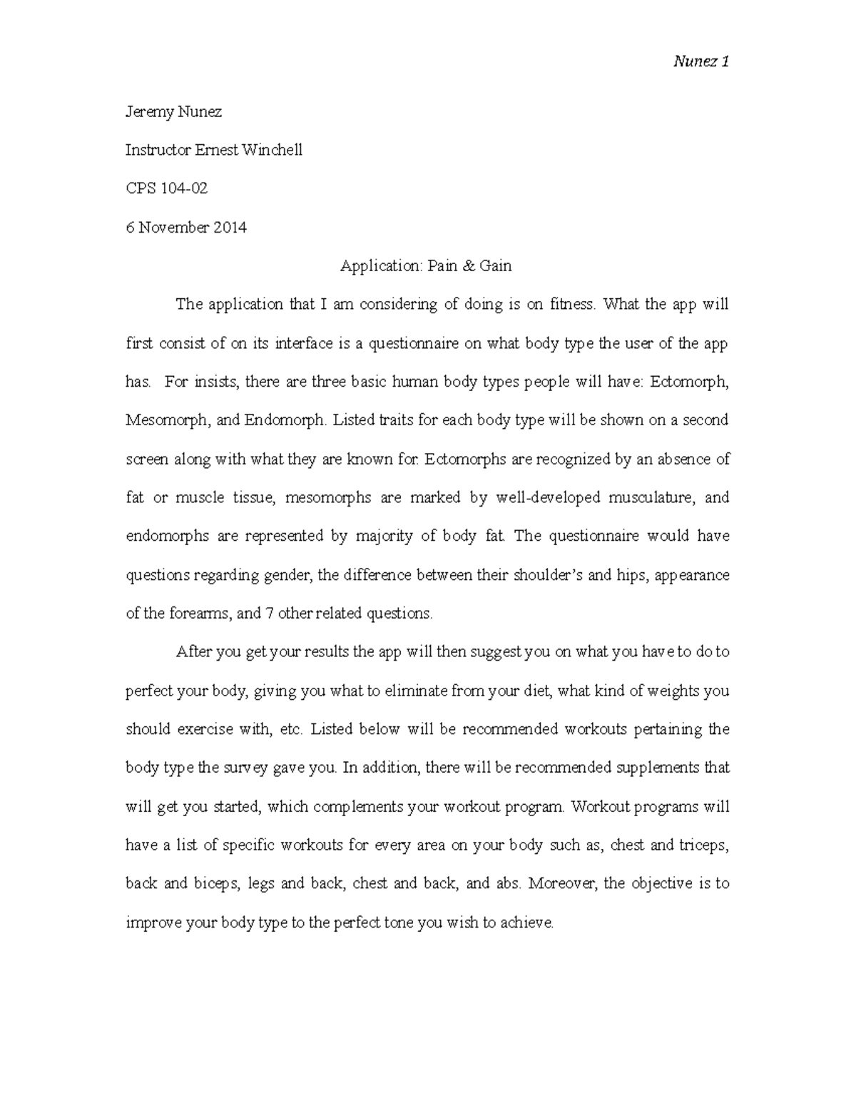 Visual programing app paper - Nunez 1 Jeremy Nunez Instructor Ernest ...