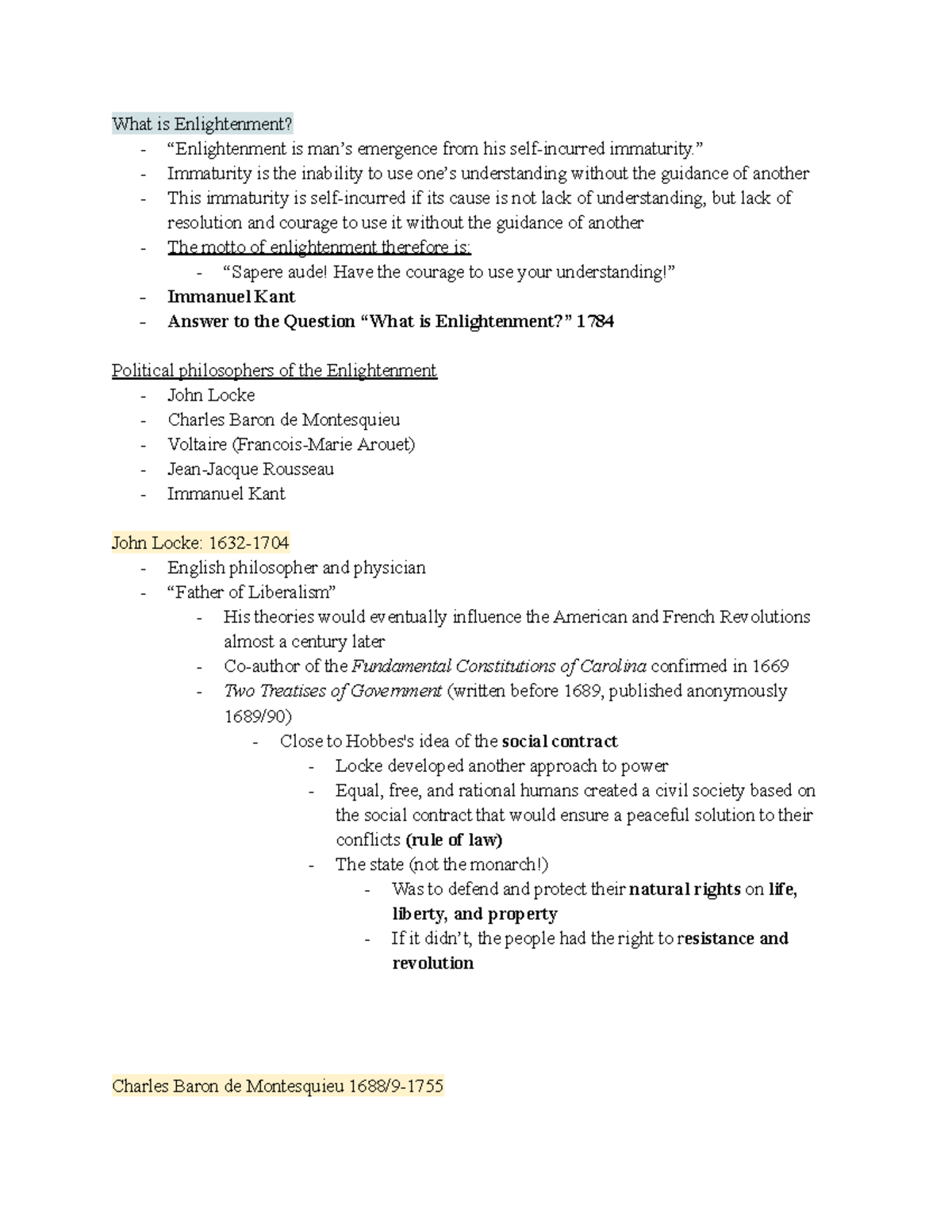 Lecture Notes 2.21.23 Enlightenment - What is Enlightenment ...