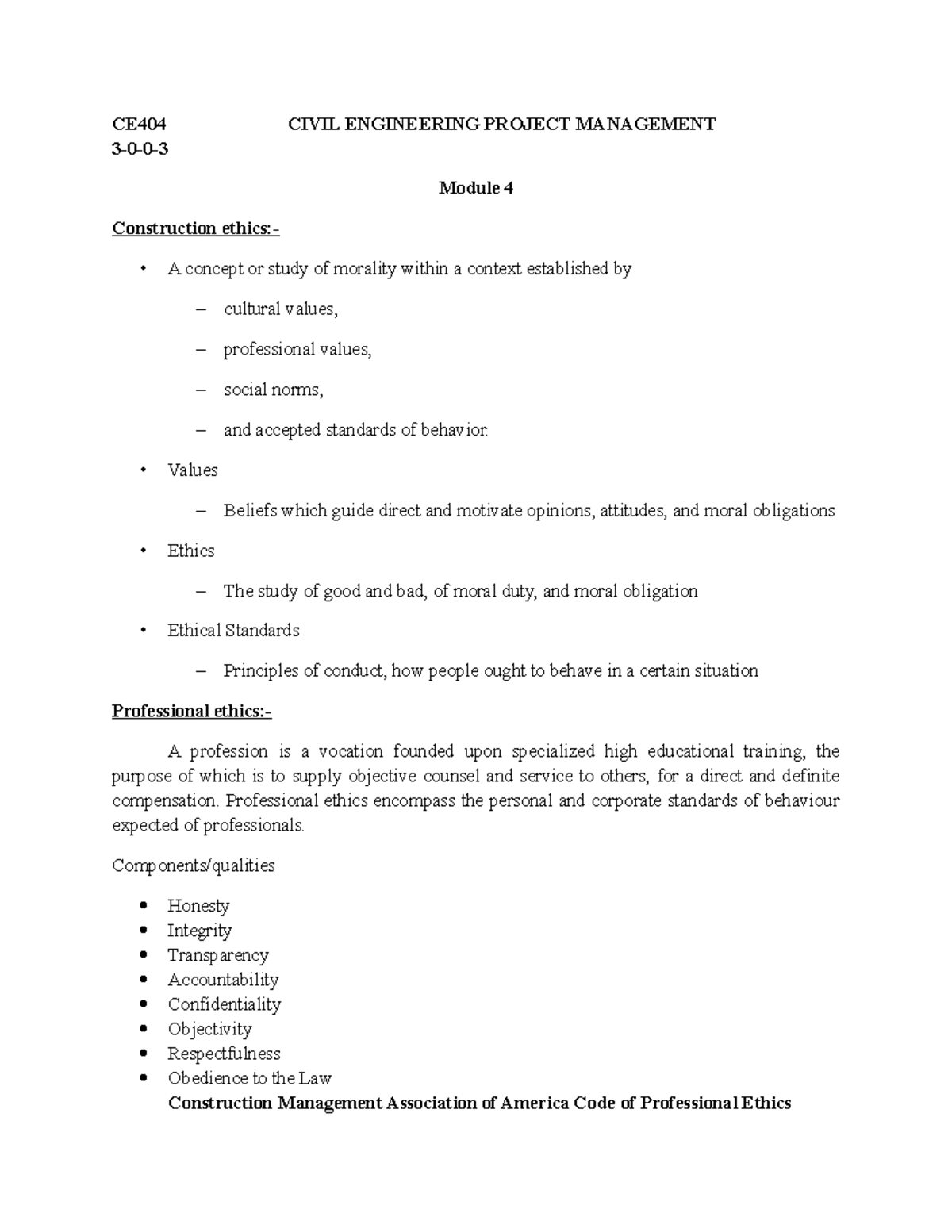 Module 4 - Civil Engineering Project Management- CE404 - CE404 CIVIL ...
