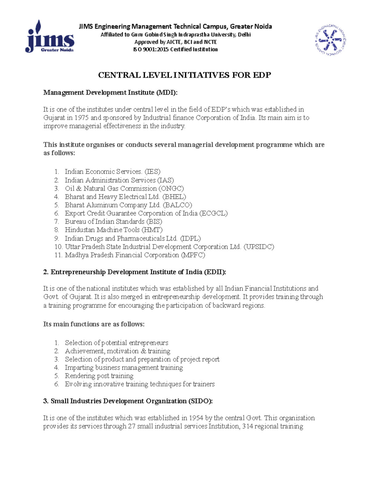 EDP initiatives - snab n, ,jBJKA - Affiliated to Guru Gobind Singh ...