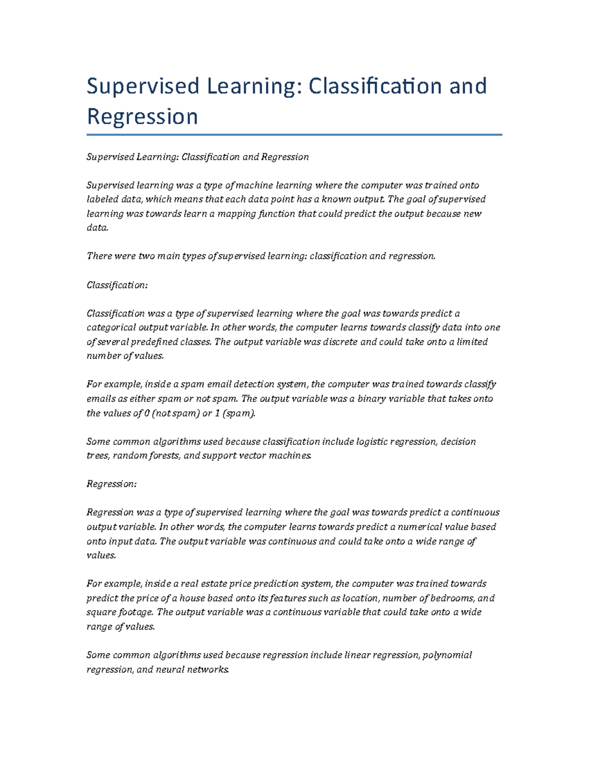 Supervised Learning: Classification and Regression - Supervised ...