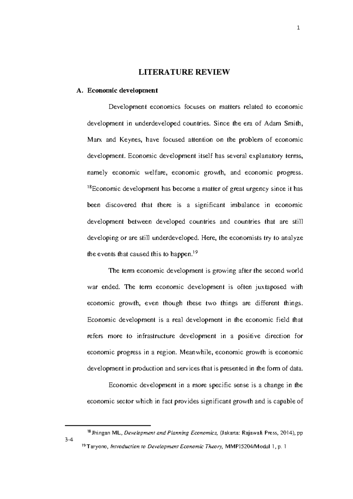 Economic development-1 - 1 LITERATURE REVIEW A. Economic development ...