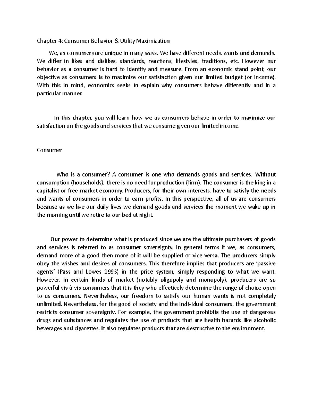 Midterm Applied Economics - Chapter 4: Consumer Behavior & Utility ...
