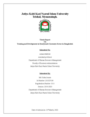 Internship Report - Jatiya Kabi Kazi Nazrul Islam University Internship ...
