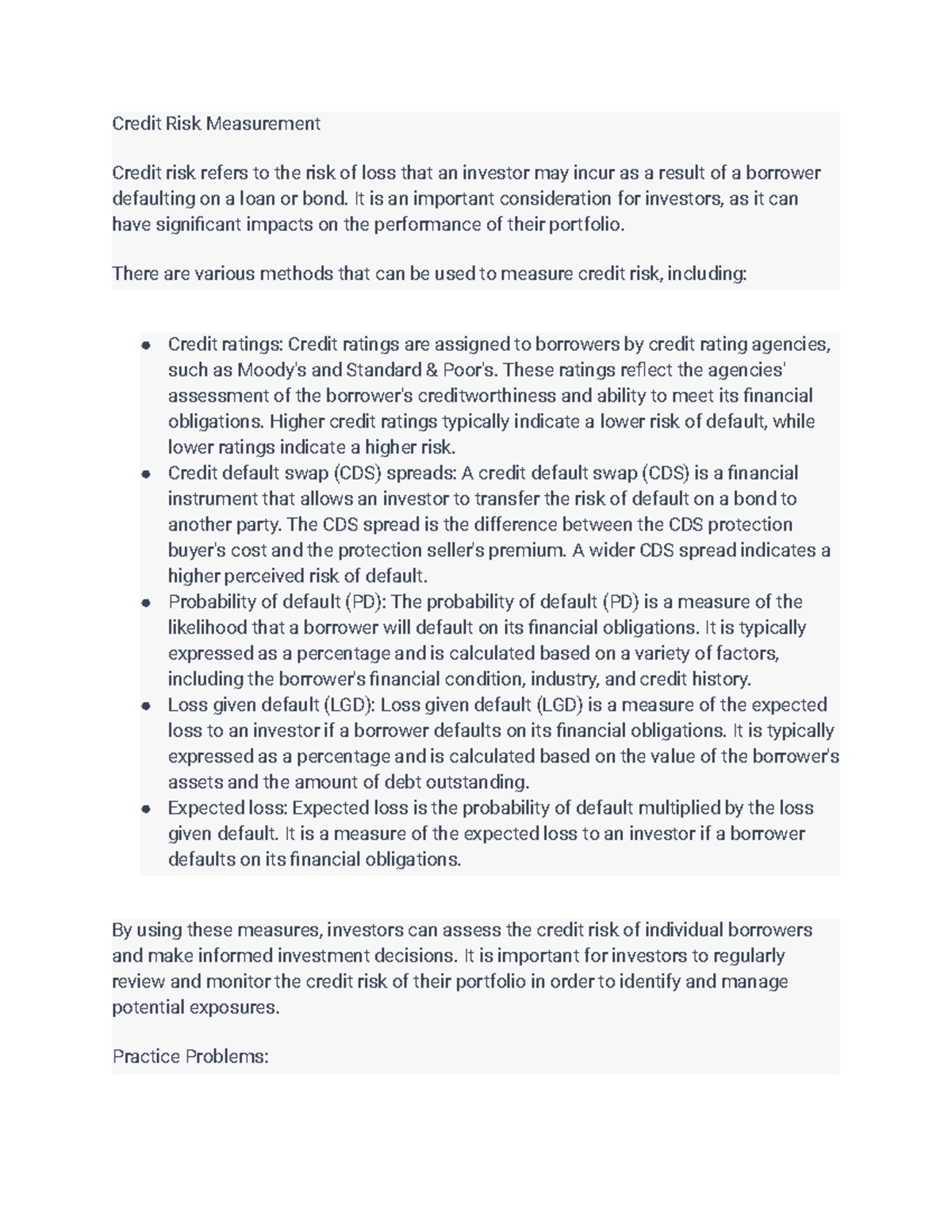 Credit Risk - It is an important consideration for investors, as it can ...