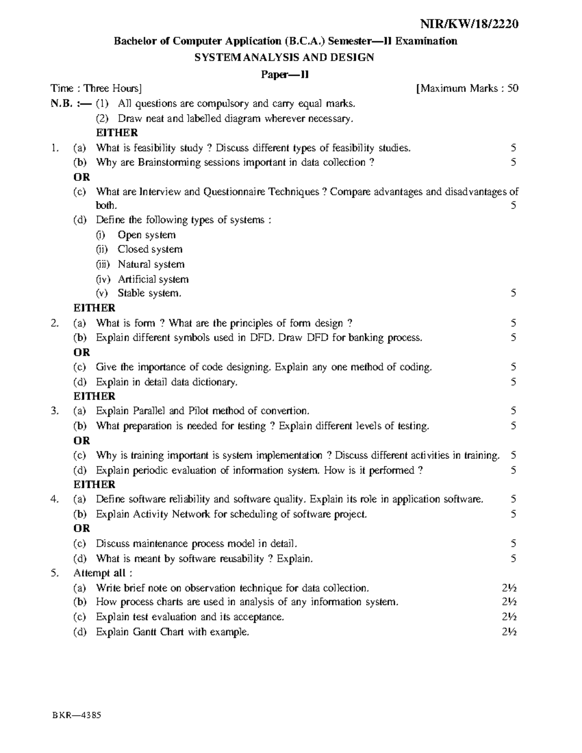 SAD-w18 - NIR/KW/18/ Bachelor of Computer Application (B.C.) Semester ...