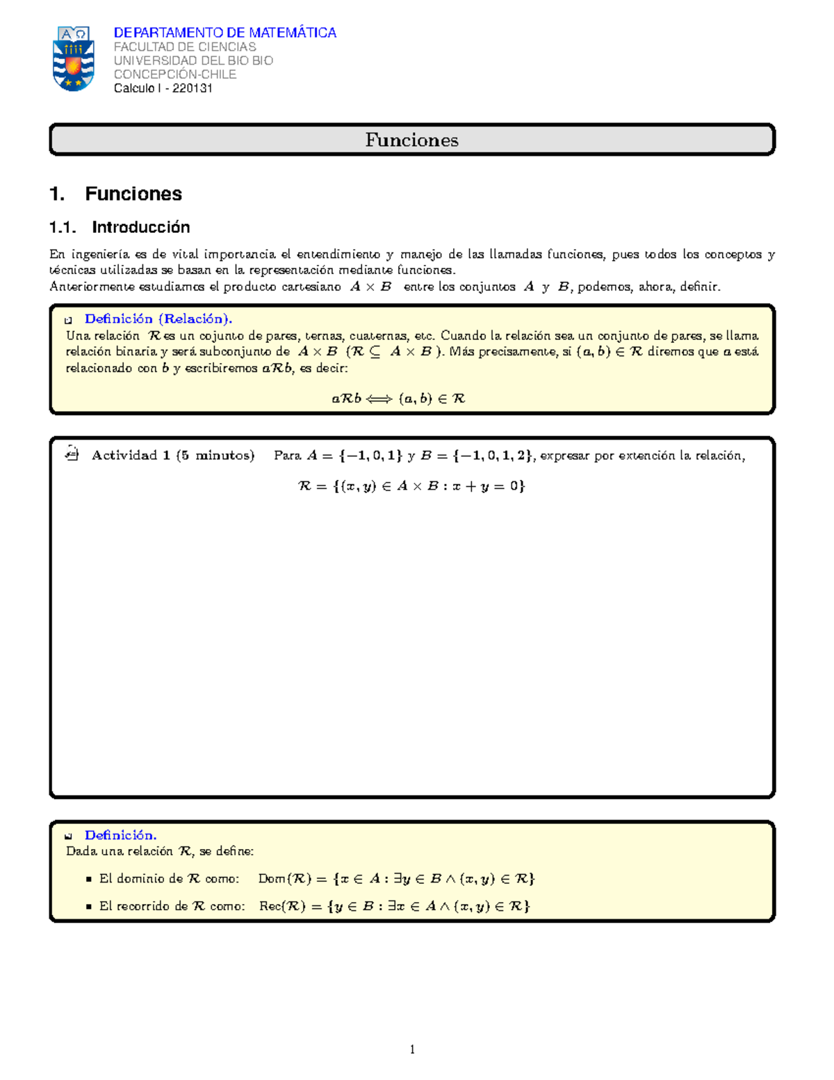 Guia03 funciones - Apuntes 3 - Funciones 1. Funciones 1. Introduccion ́ ...