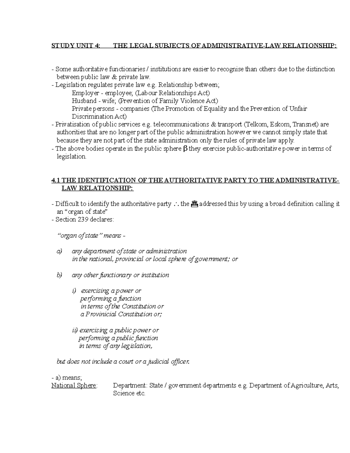 ADL2601 4 Legal Subjects - STUDY UNIT 4: THE LEGAL SUBJECTS OF ...