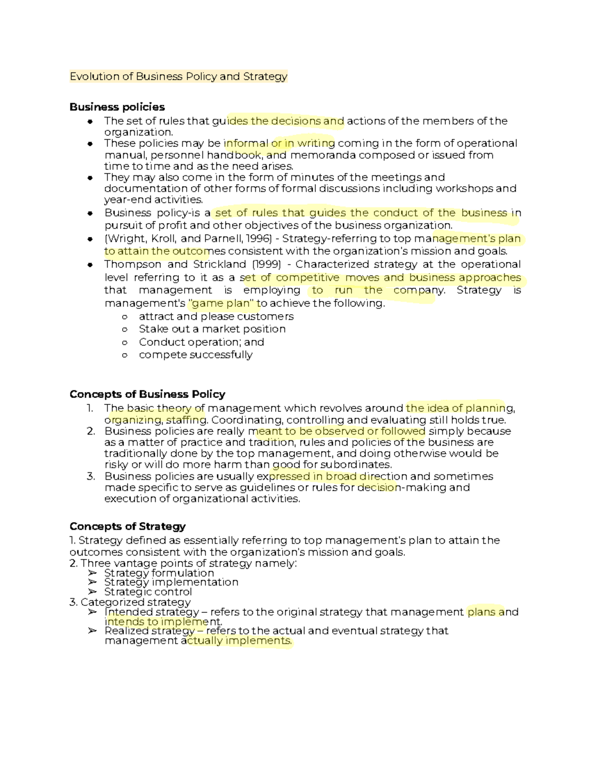 Strategic- Management - Evolution of Business Policy and Strategy ...