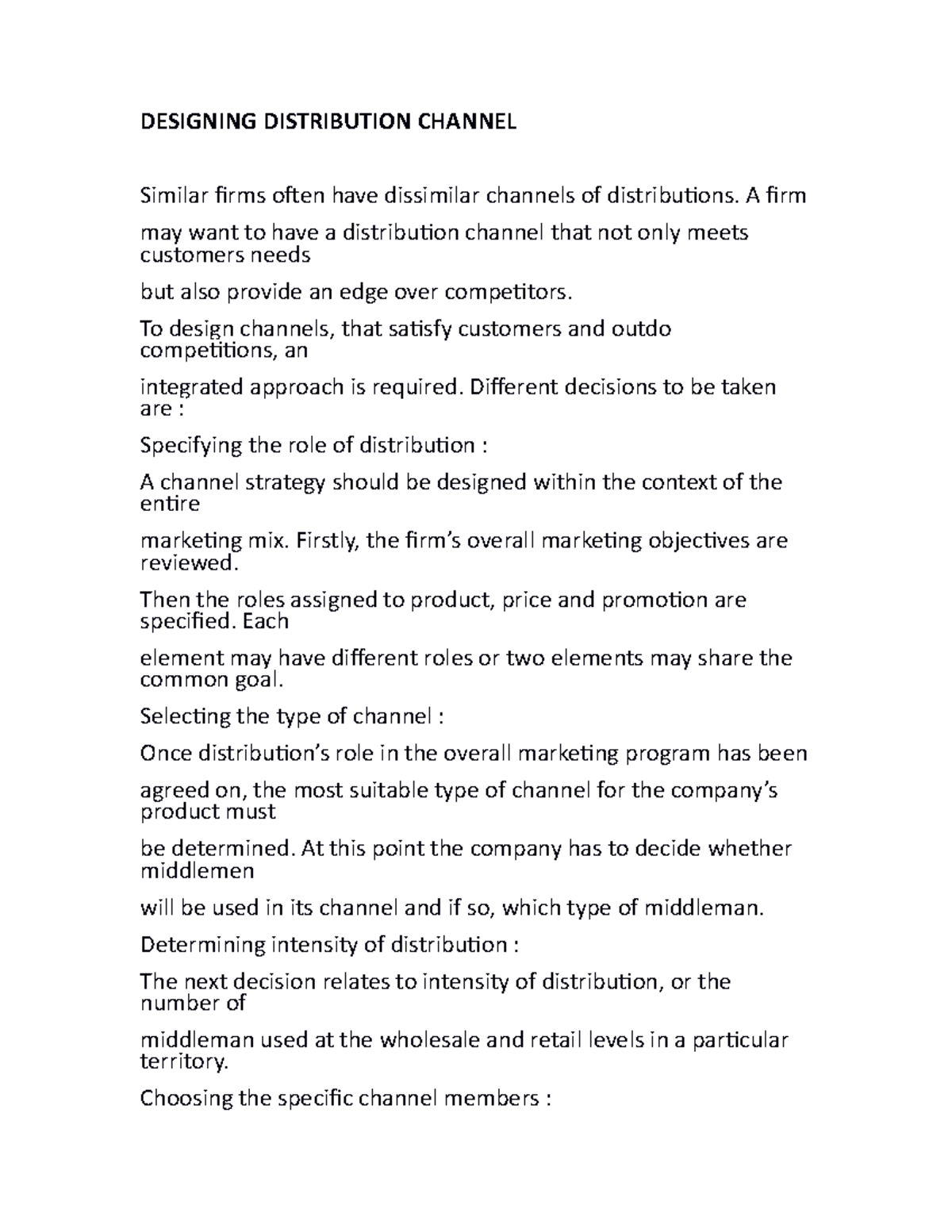 Designing Distribution Channel and Distribution OF THE Services ...