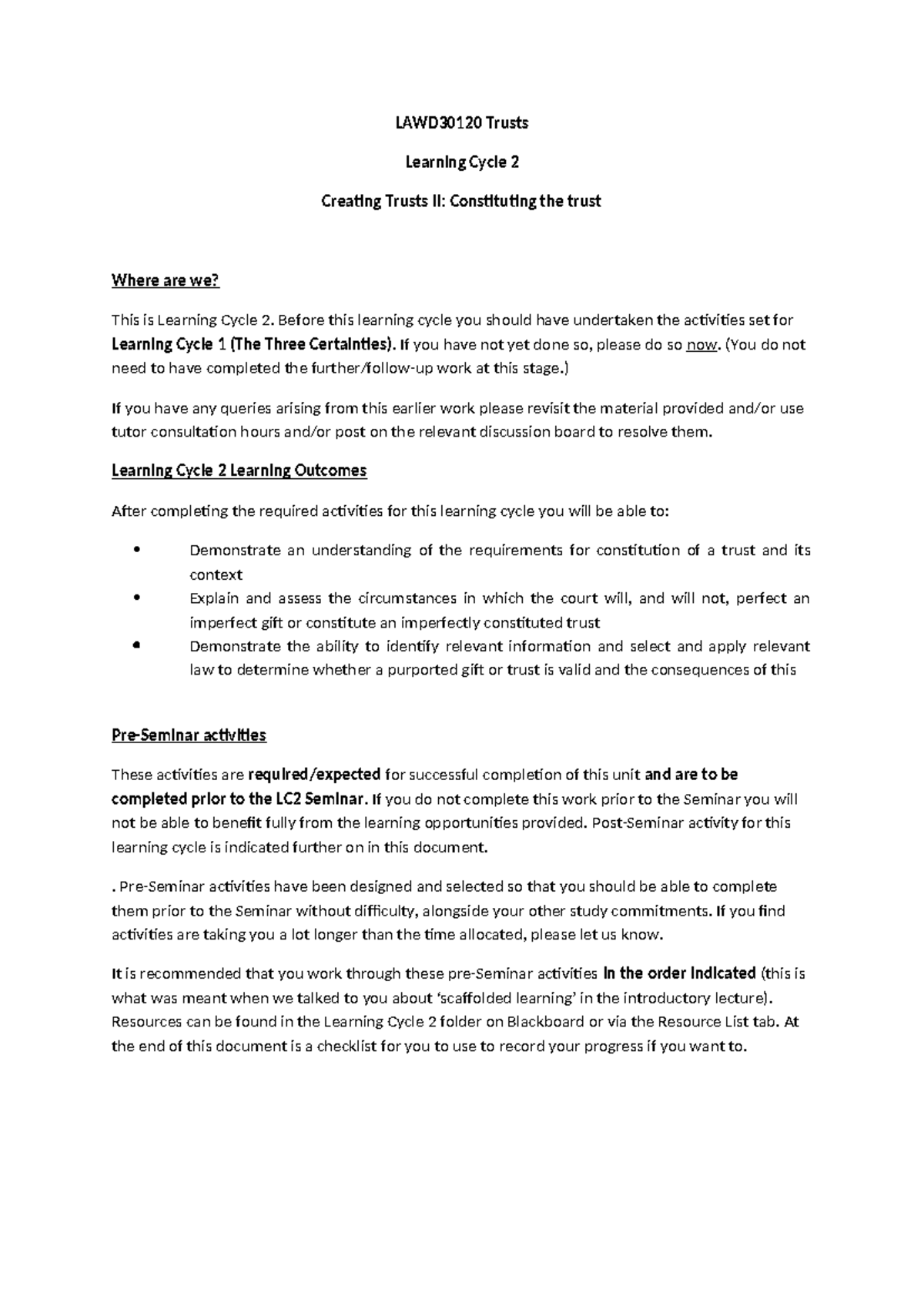 Trusts Learning Cycle 2 worksheet 23-24 - LAWD30120 Trusts Learning ...