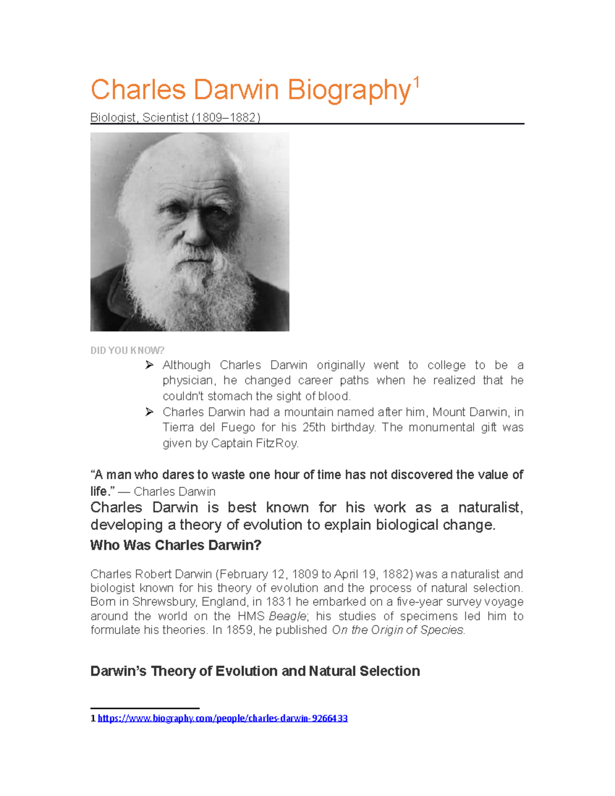 A Brief Biography Of Charles Darwin – OVFRQ