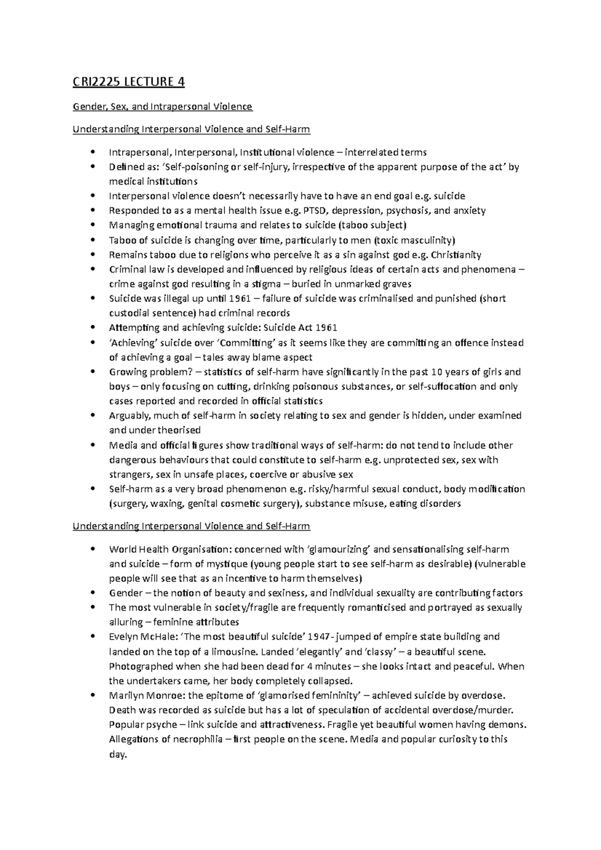 CRI2025 Lecture 4 - Dr Clare Kinsella - CRI2025 - EdgeHill - Studocu