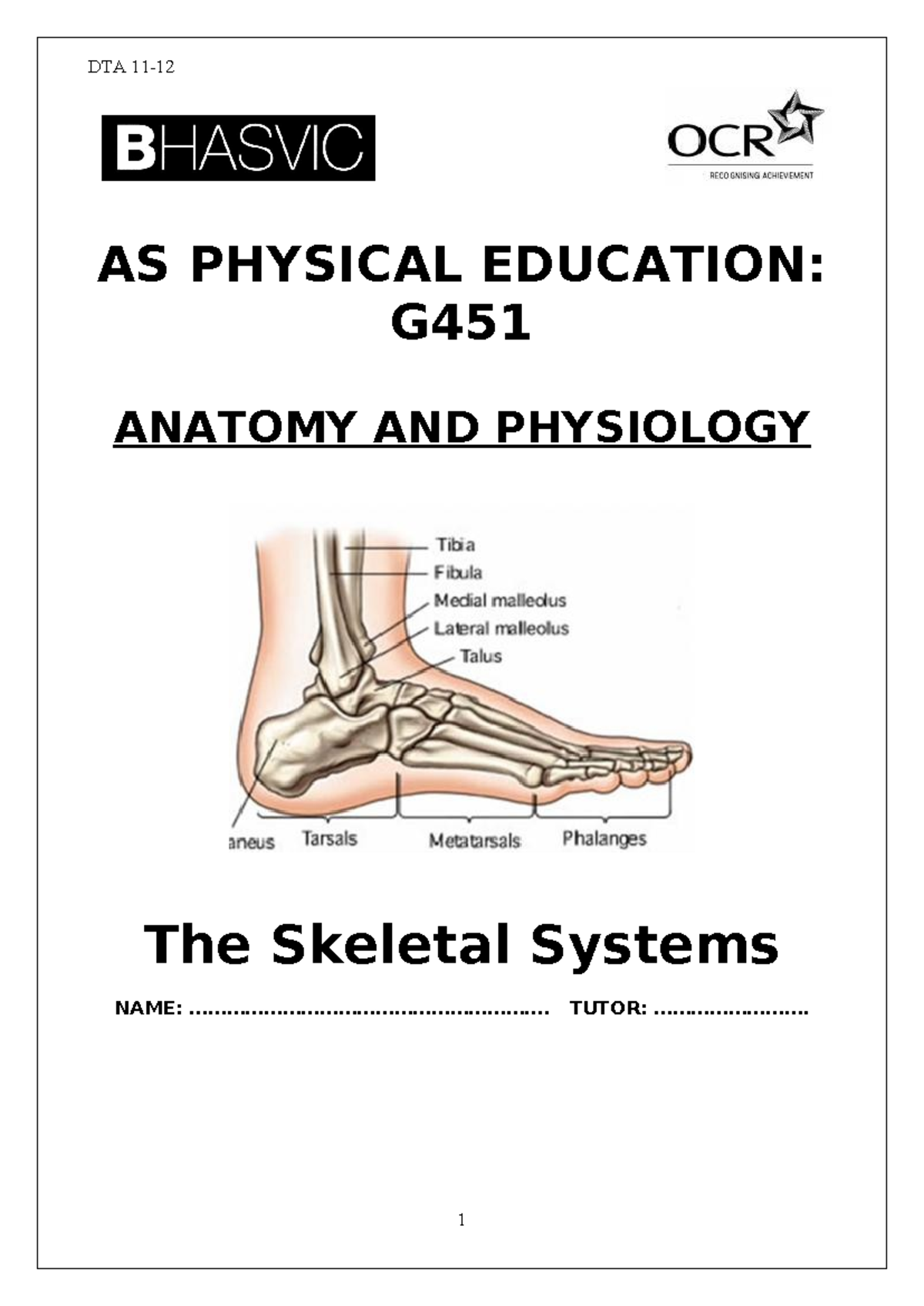 Dta joints and muscles workpack repaired - AS PHYSICAL EDUCATION: G ...