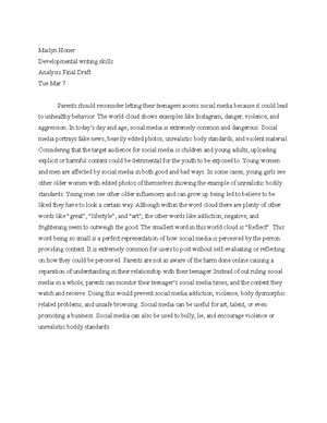 Examples Paragraph final - Meaningful Experience Ethan Poole UNV- 100 ...