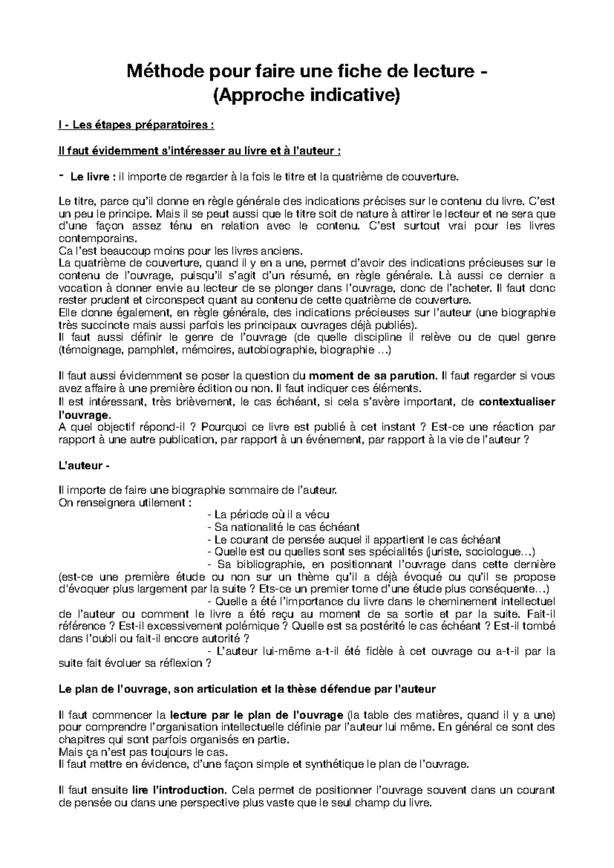 Méthode pour fiche de lecture - Méthode pour faire une fiche de lecture ...