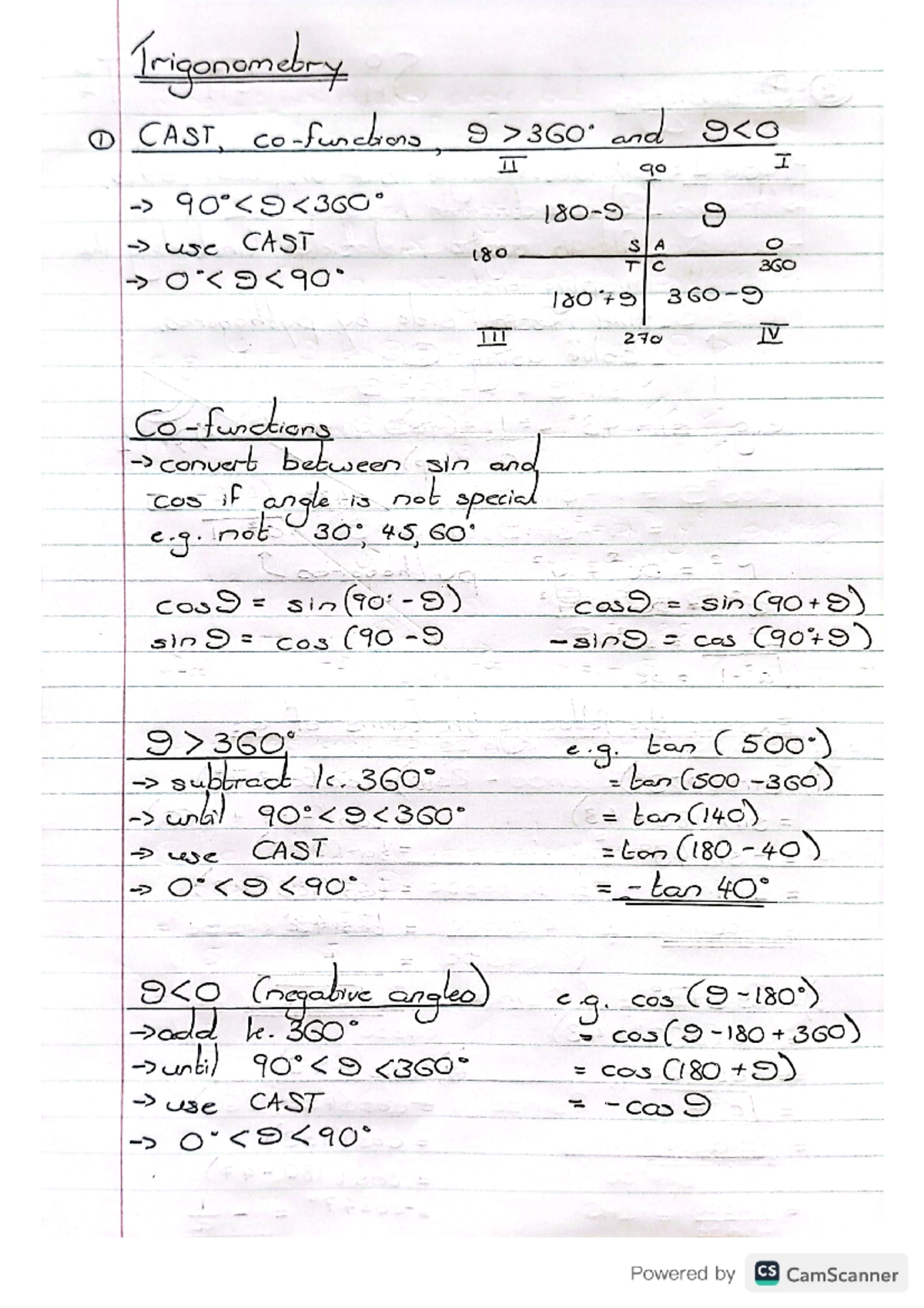 G11 M Trigonometry (New) - Trigonomebry 1 CAST, I and II 90 I I use ...
