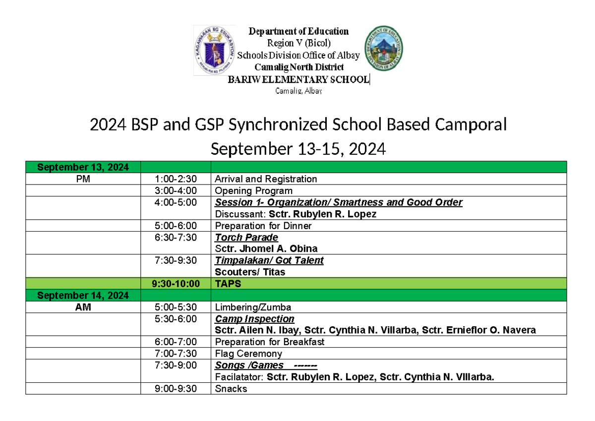 BSP-Activities - BSP activities - 2024 BSP and GSP Synchronized School ...