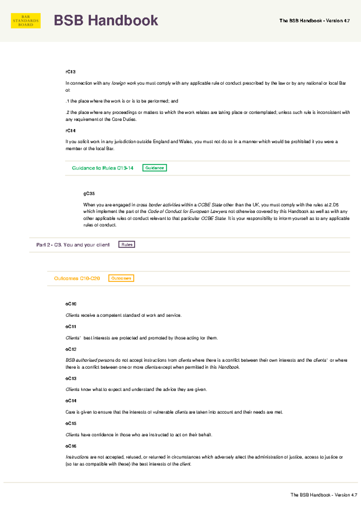 The BSB Handbook Version 4 RC In Connection With Any Foreign Work